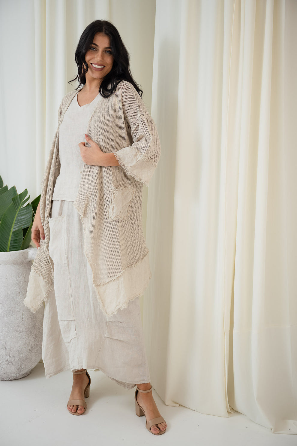Valeria Long Mesh Jacket | Beige – Portofino Clothing