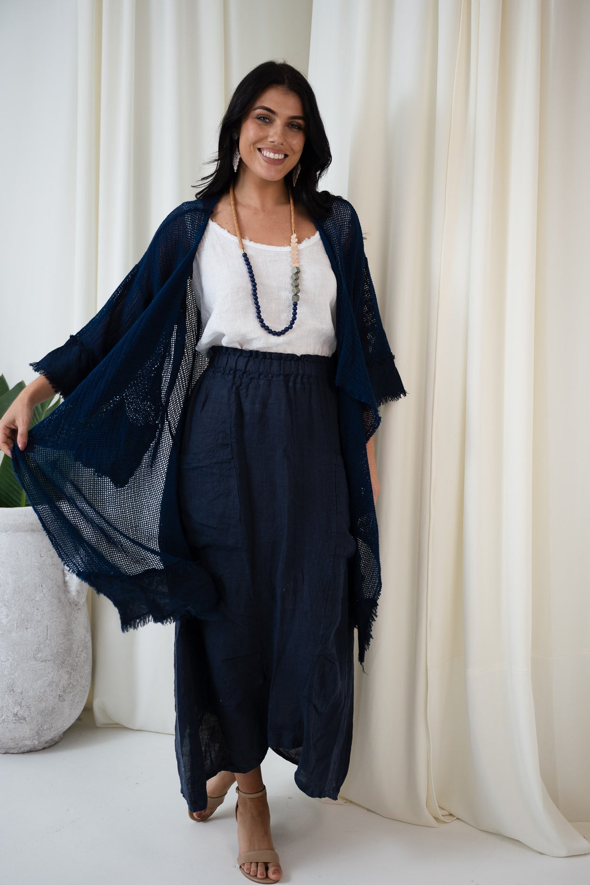 Valeria Long Mesh Jacket | Navy – Portofino Clothing