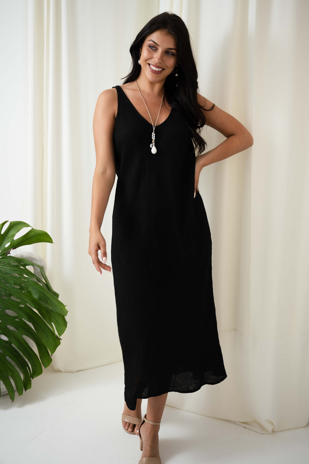 Sandra Bias Cut Dress | Black – Portofino Clothing