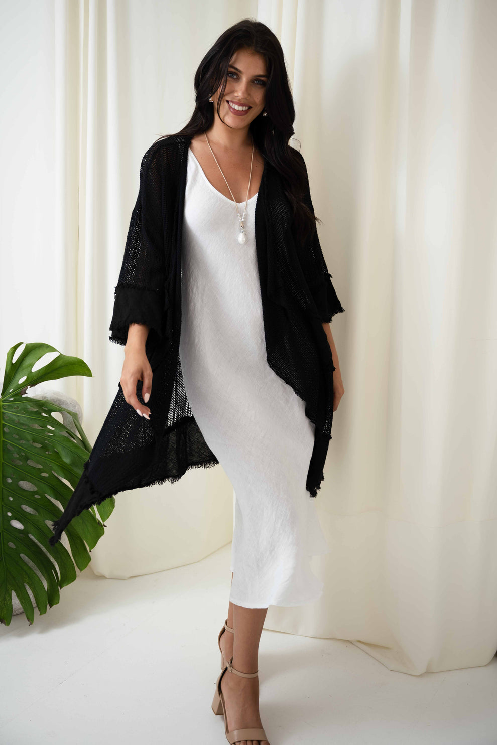 Valeria Long Mesh Jacket | Black – Portofino Clothing